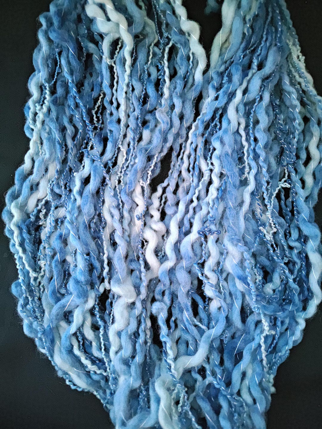 Hand Spun Art Yarn: 104g Bulky Weight Tonal Blue Hand Spun Yarn ...
