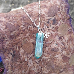 Frozen Snowflake Ice Shard Pendant- Aura Quartz Blue Crystal Pendant ...
