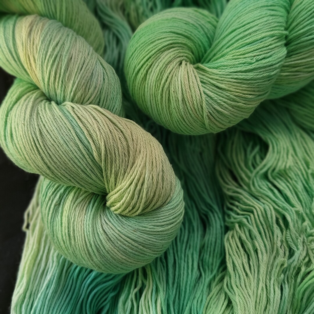 Hand Dyed Cotton Yarn: 4ply "green Apple" 100g/400m Cotton Sock Yarn ...