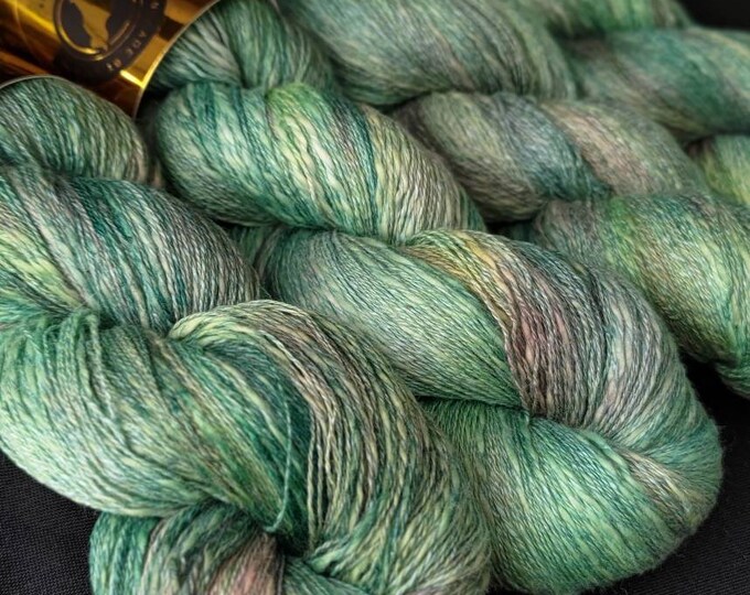 Hand Dyed Linen Yarn: 4ply forbidden Forest 100g/520m Linen Cotton Sock ...