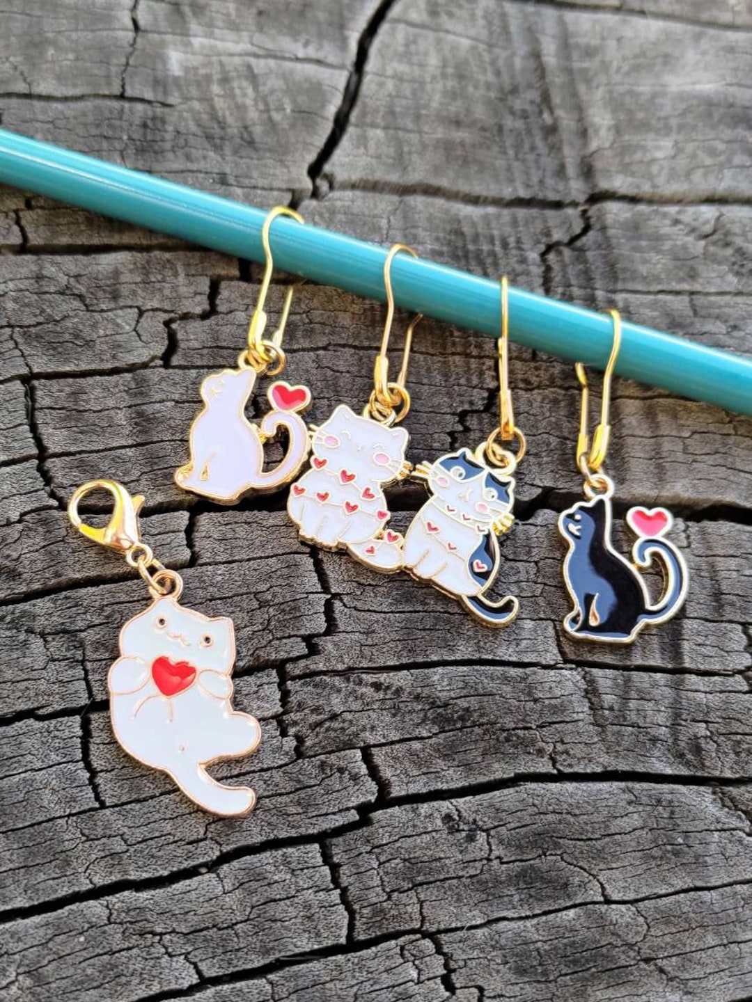Stitch Markers With Progress Keeper: Love Cats, Valentines Cats, Cat ...