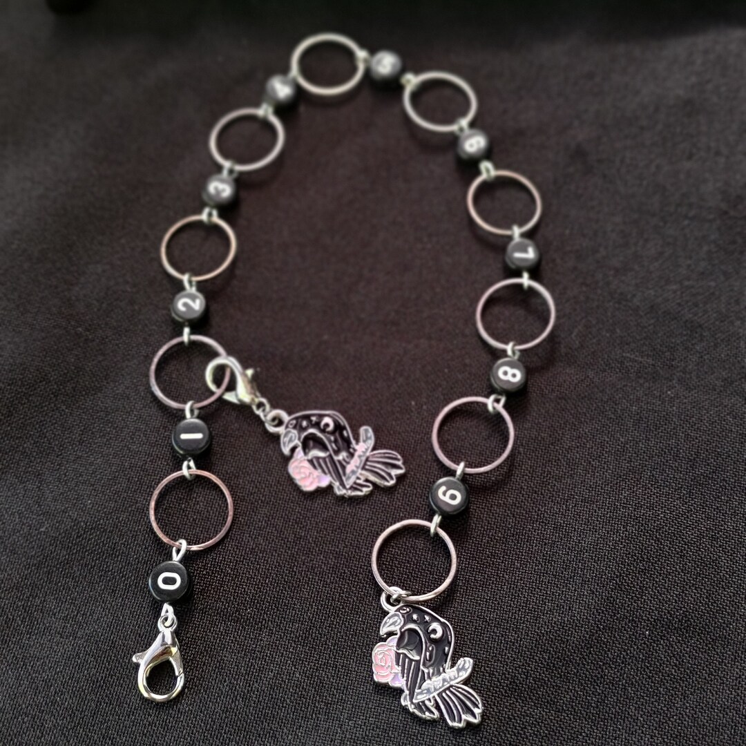 Gothic Ravens Row Counter, Manual Row Counter Chain for Knitting, Goth ...