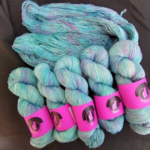 Hand Dyed Cotton Yarn: 4ply "milky Way" 100g/400m Cotton Sock Yarn Blue ...