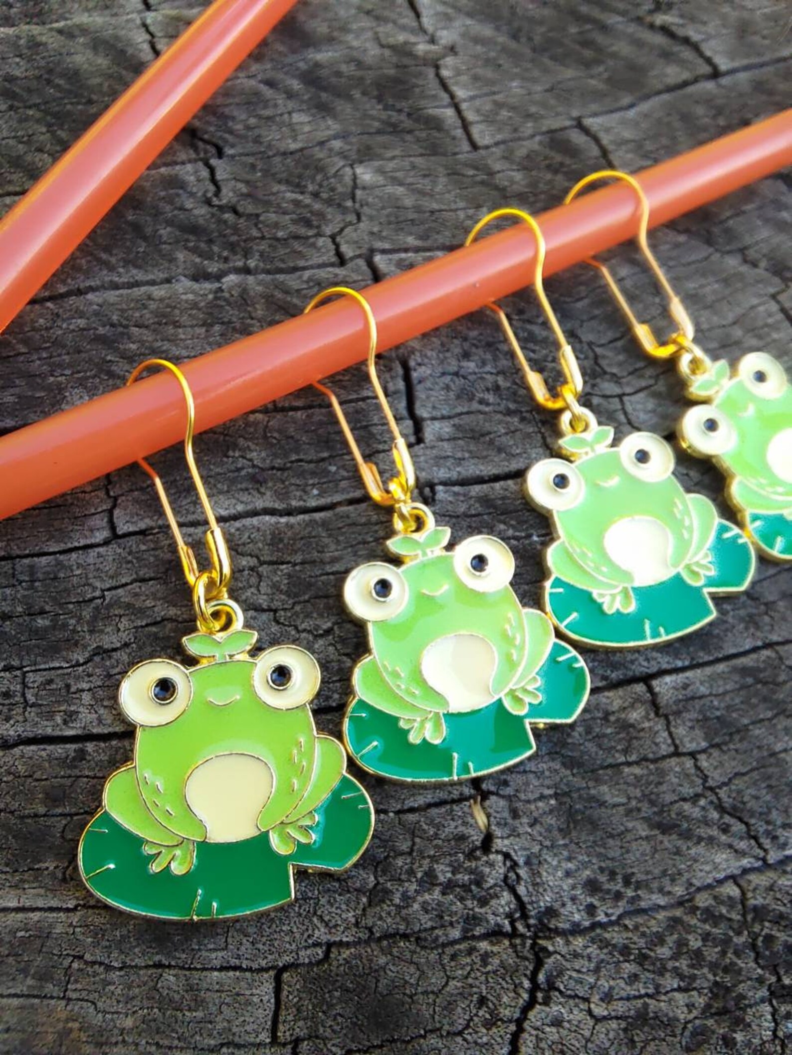 Cute Stitch Markers: Set of 4 Frog Markers With Calabash Pins | Etsy