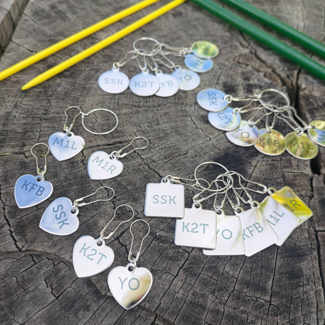 Knitter's Helpers Stitch Marker Set: 6 Stainless Steel Knitting Terms ...