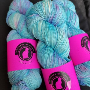 Hand Dyed Cotton Yarn: 4ply "milky Way" 100g/400m Cotton Sock Yarn Blue ...