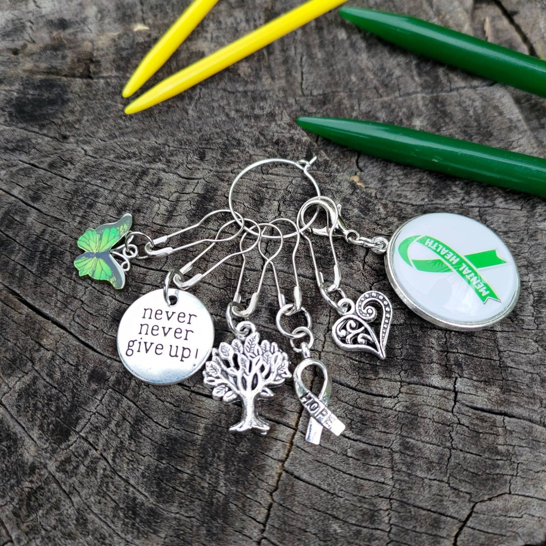 Stitch Markers Hope, Mental Health Awareness Set of 5 Markers, Knitting ...