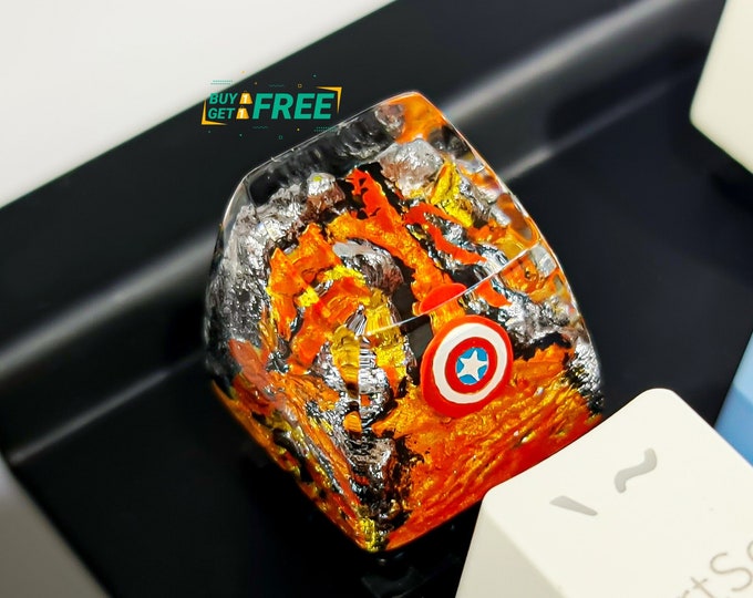 The Avengers Iron Man Backlit LED Keycaps Handmade Resin Custom Artisan ...