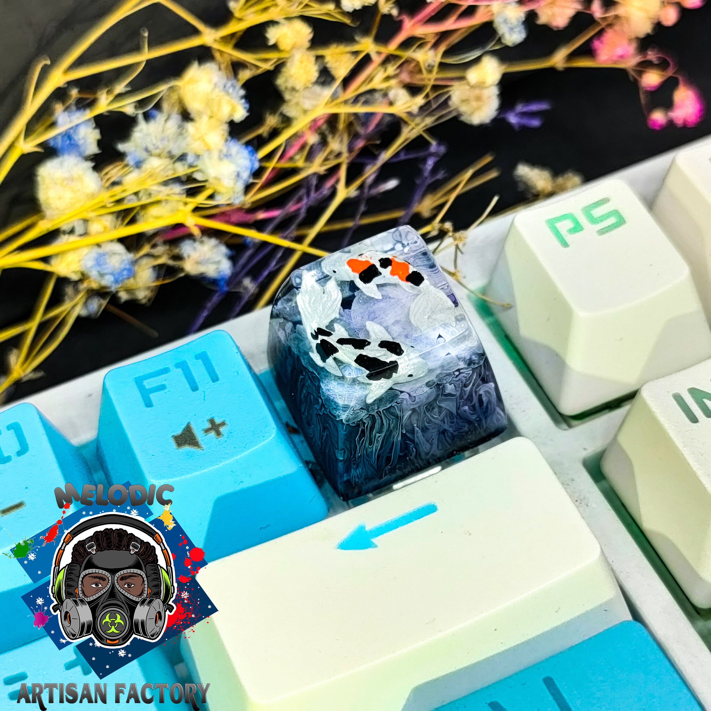 Black Koi Keycap, Koi Fish Resin Keycaps, Handmade Artisan Keycap ...