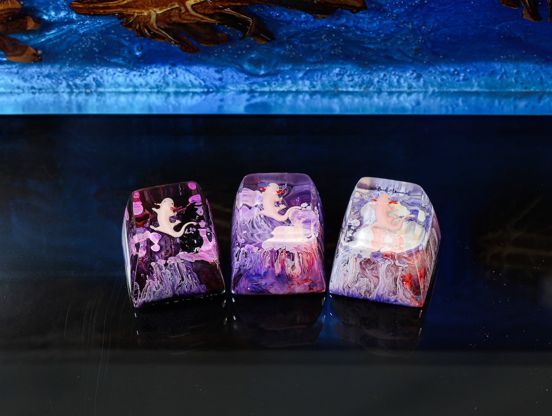 Purple Axolotl Artisan Keycap, Custom Keycap, Artisan Keycap, Cherry Mx ...
