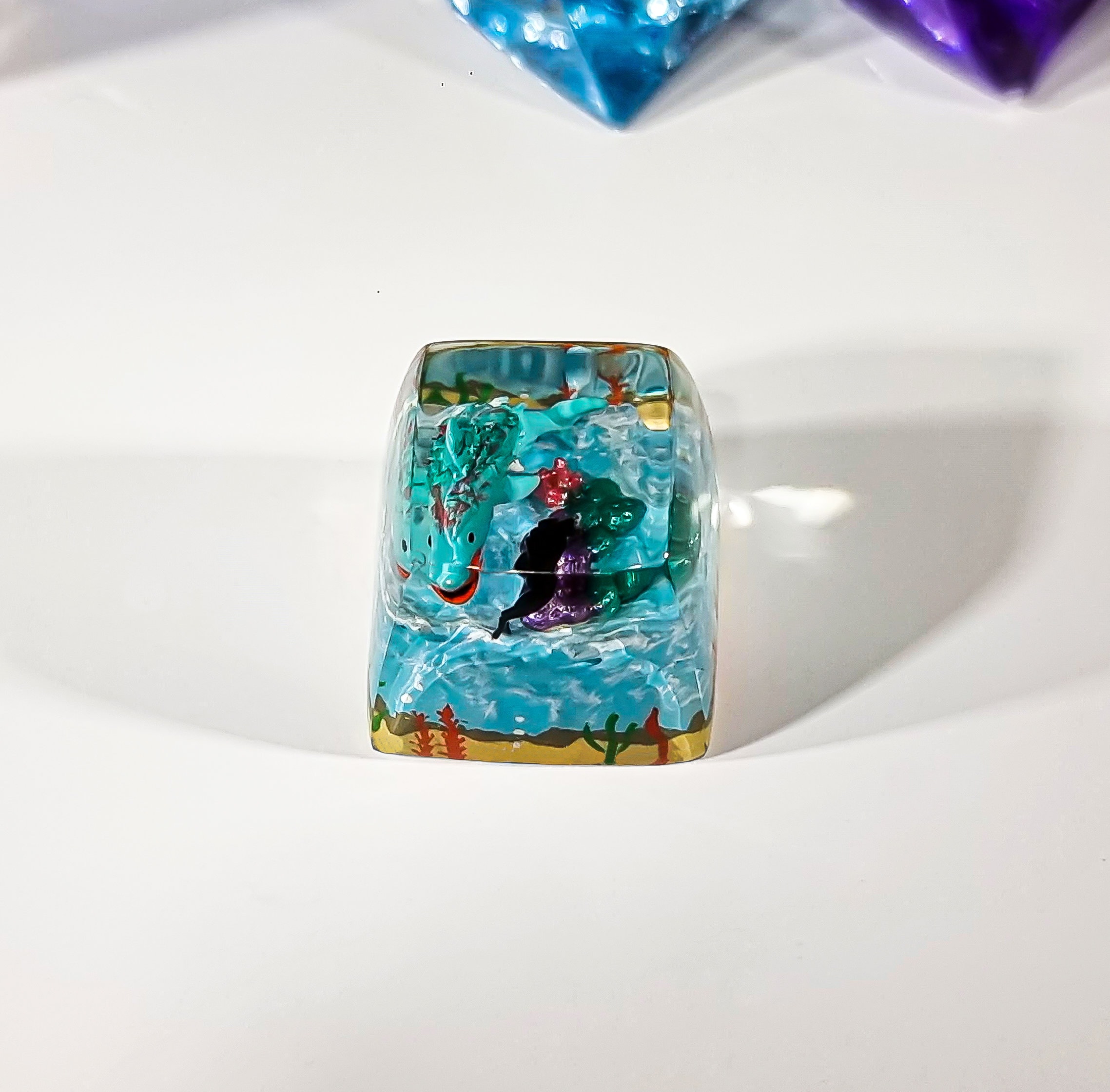 Megalodon Shark and Diver Keycap, Shark Keycap, Custom Keycap, Artisan ...