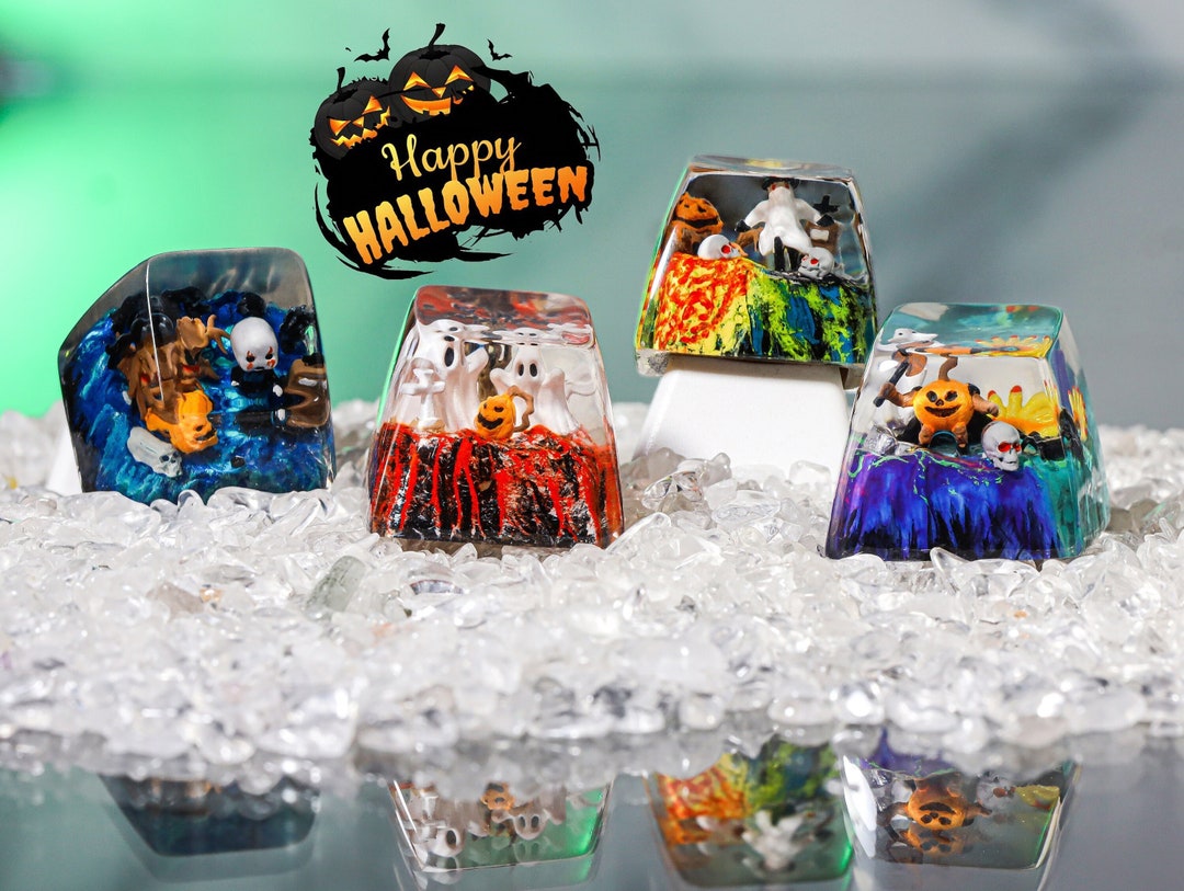 Halloween Keycap, Ghost Keycap, Pumpkin Keycaps, Custom Keycap, Artisan ...