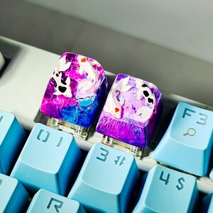 Purple and Blue Koi Keycap, Pink Fish Keycap, Custom Keycap, Artisan ...