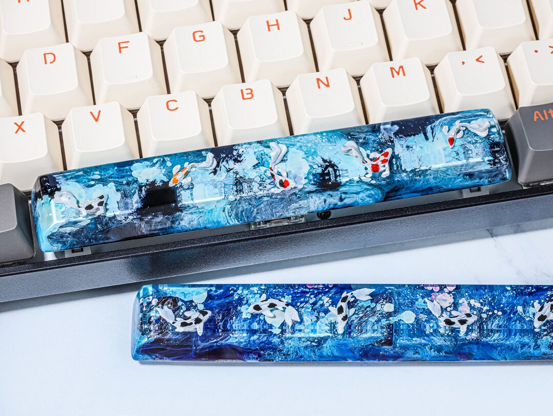 Koi Fish Spacebar, Custom Spacebar, Custom Koi Resin Handmade Keycap ...