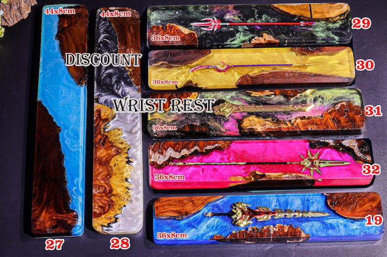 CLEARANCE Resin and Wood Wrist Rest, Black and White Resin Wrist Rest ...