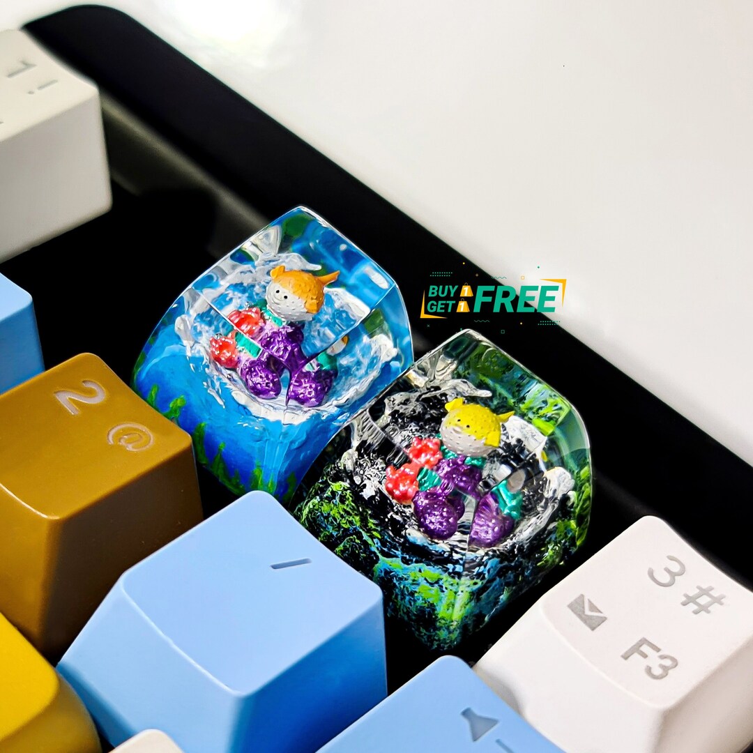 Puffer Fish and Diver Keycap, Fish Keycap, Custom Keycap, Artisan ...