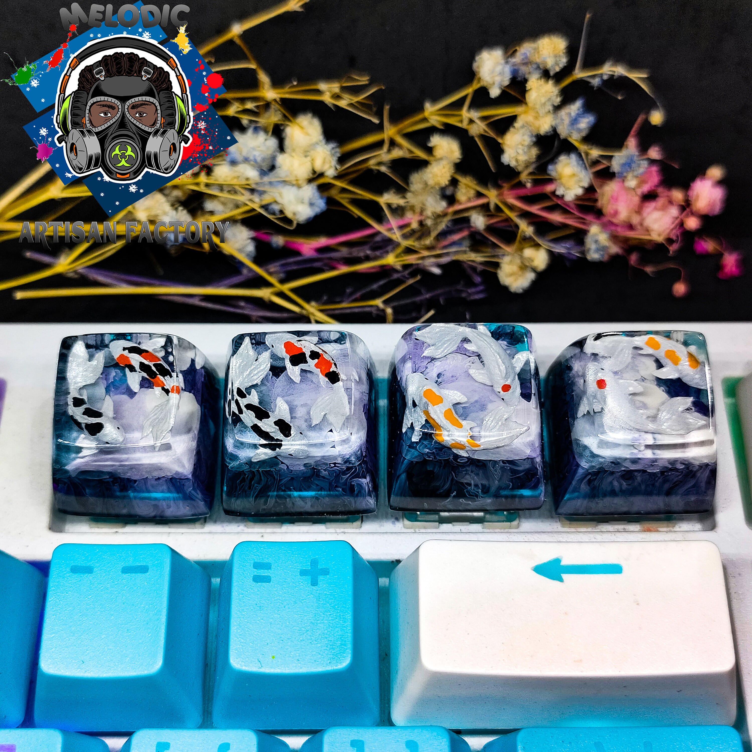 Black Koi Keycap, Koi Fish Resin Keycaps, Handmade Artisan Keycap ...