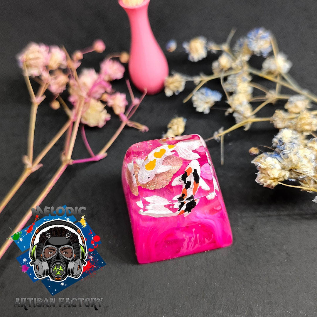 Pink Koi Keycap, Koi Fish Resin Keycaps, Handmade Artisan Keycap ...