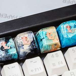 Blue Axolotl Artisan Keycap, White Black Axolot Keycap, Custom Keycap ...