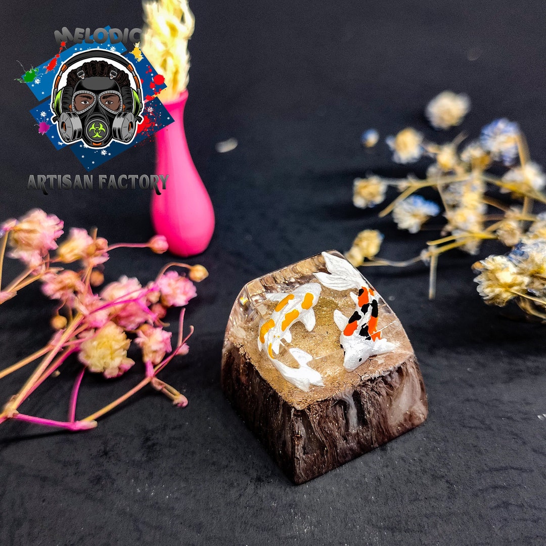 Gold Koi Keycap, Koi Fish Resin Keycaps, Handmade Artisan Keycap ...