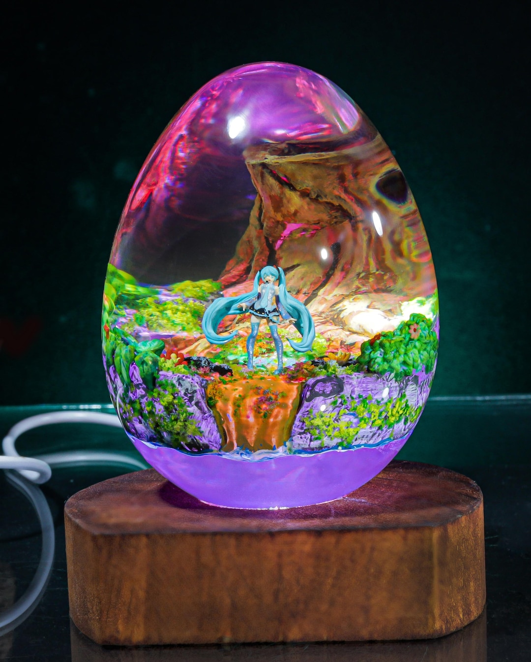 Miku Resin Lamp, Custom Anime Night Lamp, Epoxy Resin Lamp, Handmade ...