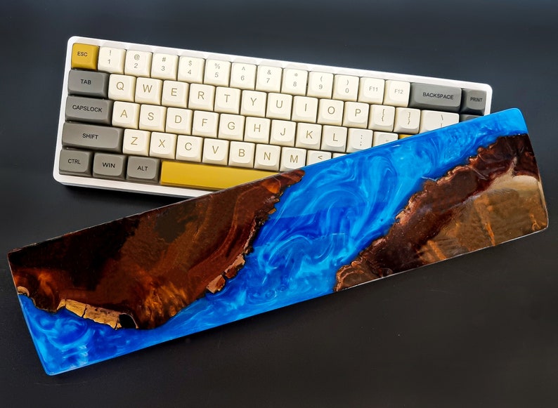 Resin and Wood Wrist Rest, Blue and Green Resin Wrist Rest, Custom ...