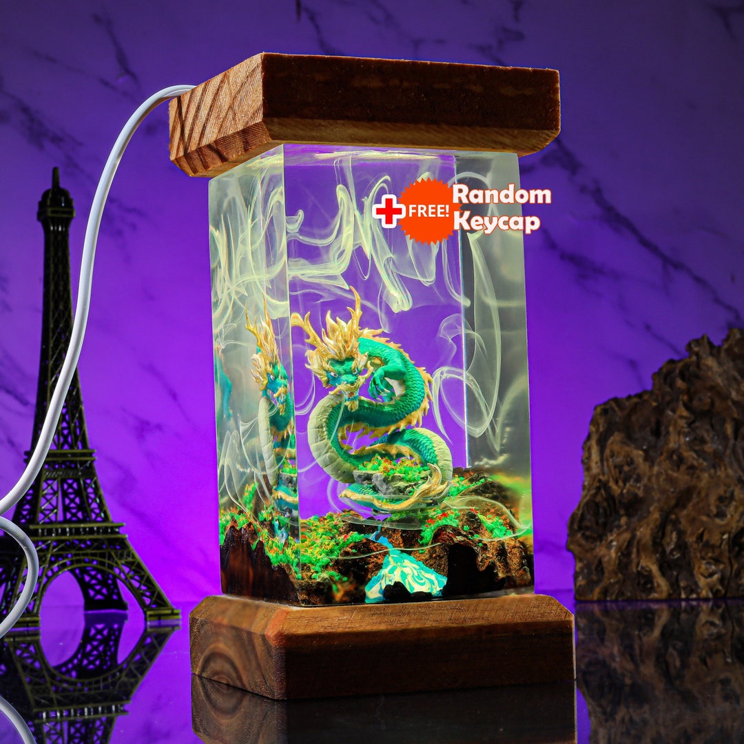 Dragon Lamp, ANIME Night Lamp Handmade From Wood and Resin, Custom ...