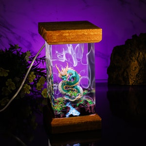 Dragon Lamp, ANIME Night Lamp Handmade From Wood and Resin, Custom ...