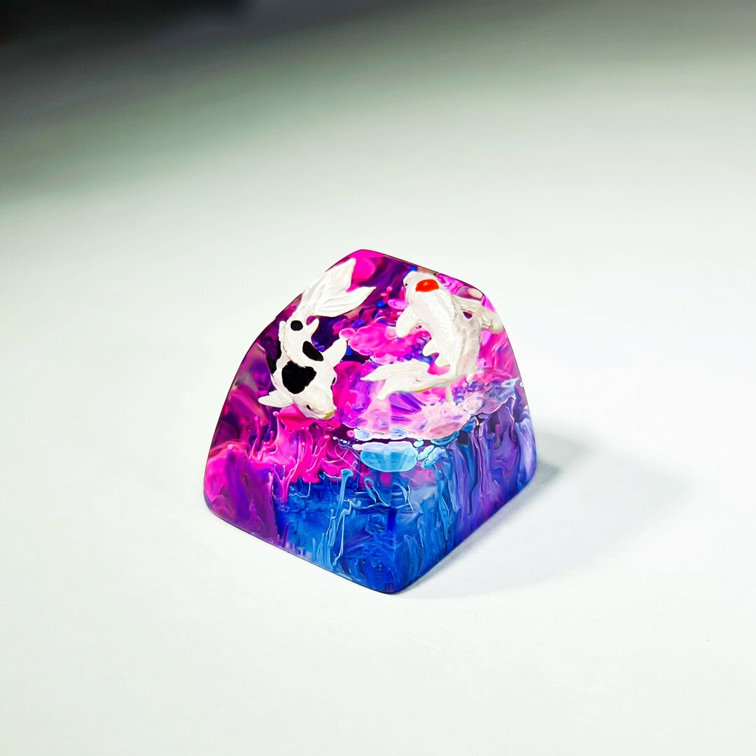 Purple and Blue Koi Keycap, Pink Fish Keycap, Custom Keycap, Artisan ...