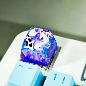 Purple and Blue Koi Keycap, Pink Fish Keycap, Custom Keycap, Artisan ...