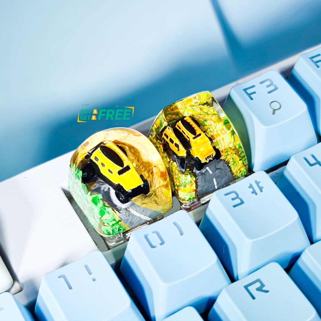 Car Keycap, Road Car Keycap, Yellow Car Keycap, Custom Keycap, Artisan ...