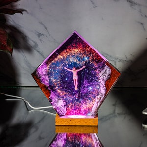 Jesus Resin Wood Nitht Lights Desk Decor: Christian Bedside / Table ...
