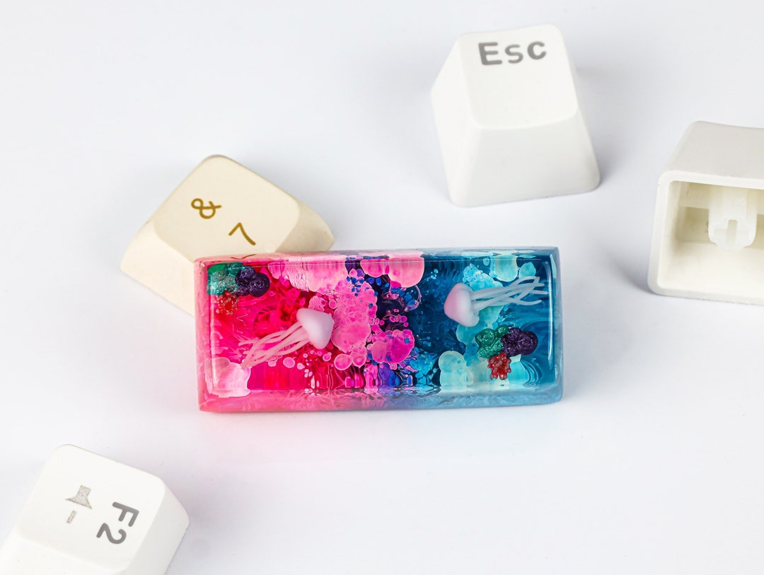Jellyfish Keycap, Blue Pink Jellyfish SA Profile Keycap, Handmade ...
