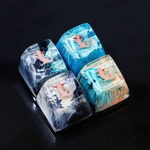 Blue Axolotl Artisan Keycap, White Black Axolot Keycap, Custom Keycap ...