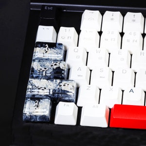 Black White Koi Fish Keycap, Koi Fish SA Profile Keycap, Handmade ...