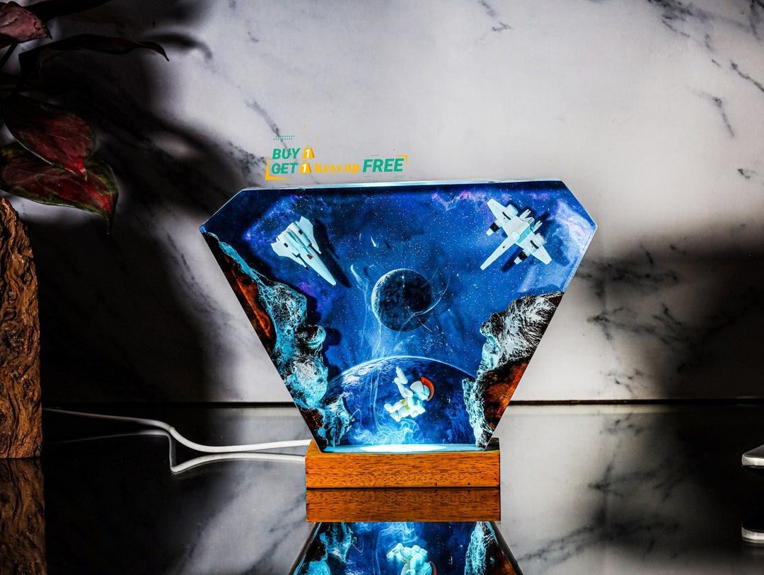 Interstellar Epoxy Lamp, Space Galaxy Resin and Wood Night Light ...