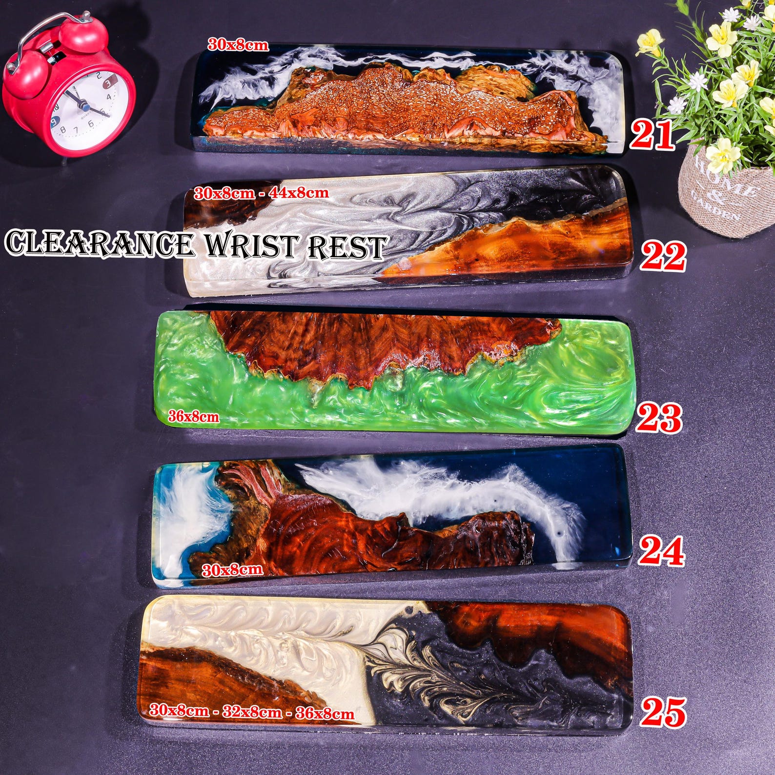 CLEARANCE Resin and Wood Wrist Rest, Black and White Resin Wrist Rest ...