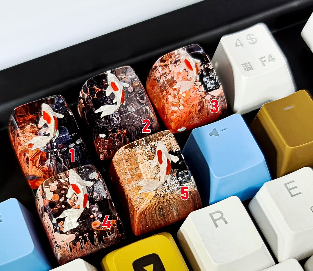 Rote Koi keycap, Koi Fish for Cherry mx keycap, Custom keycap, Artisan ...