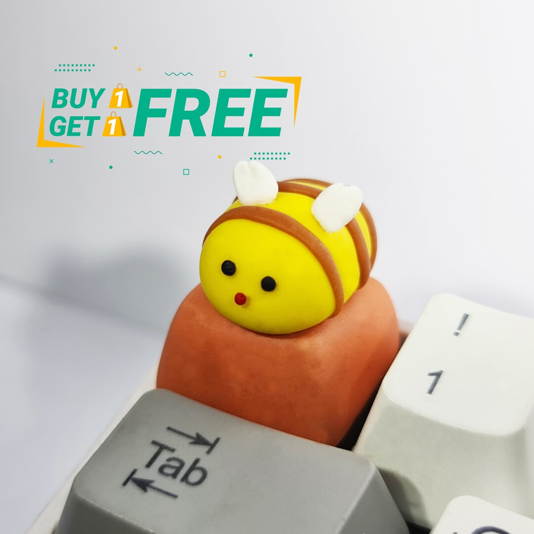 Yellow Bee Keycap for Cherry MX Keyboard, Handmade Keycap, Cute Keycap ...