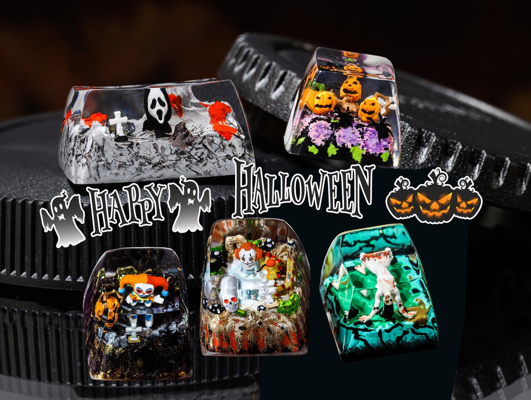 Halloween Keycap, Ghost Keycap, Pumpkin Keycaps, Custom Keycap, Artisan ...