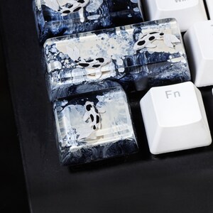 Black White Koi Fish Keycap, Koi Fish SA Profile Keycap, Handmade ...