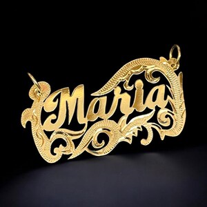 Fancy Solid Gold Personalized Custom Name Pendant, Cursive Font Name ...