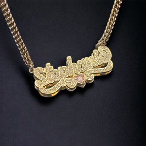 14K or 10K Solid Gold Diamonds Name Plate Personalized - Etsy