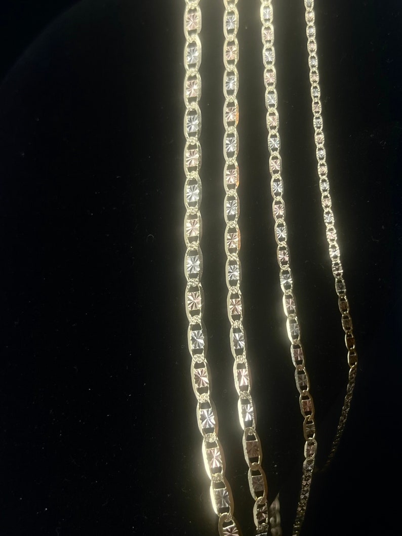 14K Fully Solid Yellow Gold Tri-color Star Valentino Chain, Strong ...