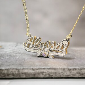 14K, 10K Solid Gold Customized Double Plated, Personalized Name Pendant ...