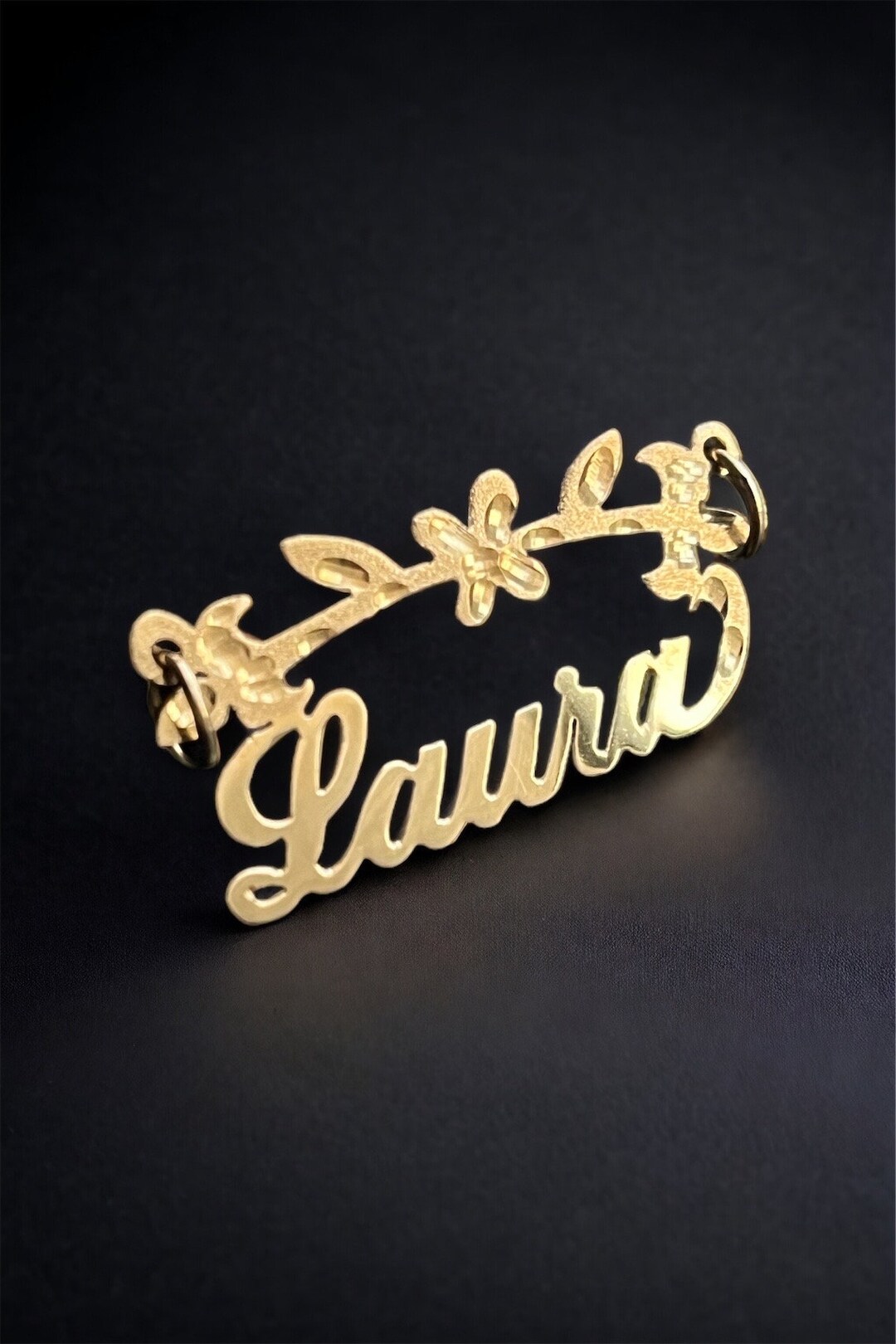14K Solid Gold Name Pendant -real 14K Yellow Gold Custom Name Plate ...
