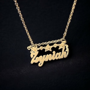 14K Solid Yellow, White Gold Name Plate Personalized HANDMADE Charm ...