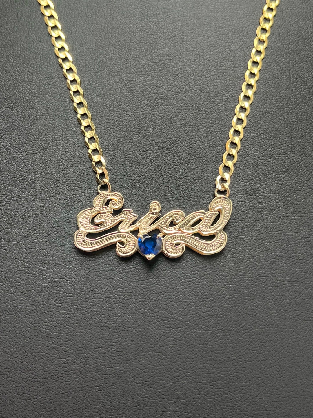 14K, 10K Solid Gold Customized Double Plated, Personalized Name Pendant ...