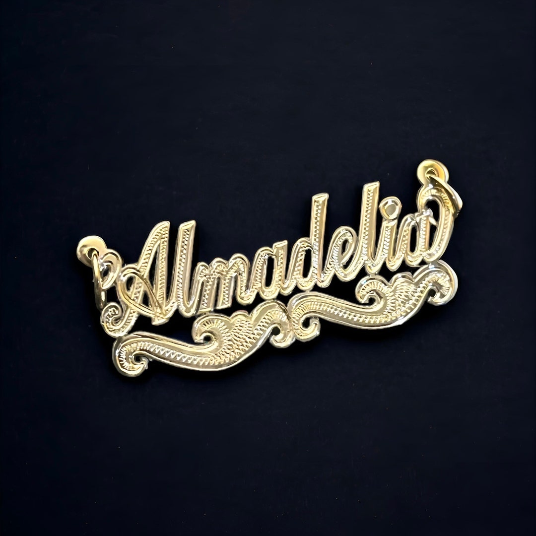 Exquisite Retro Style 14K, 10K Solid Gold Personalized Name Pendant ...