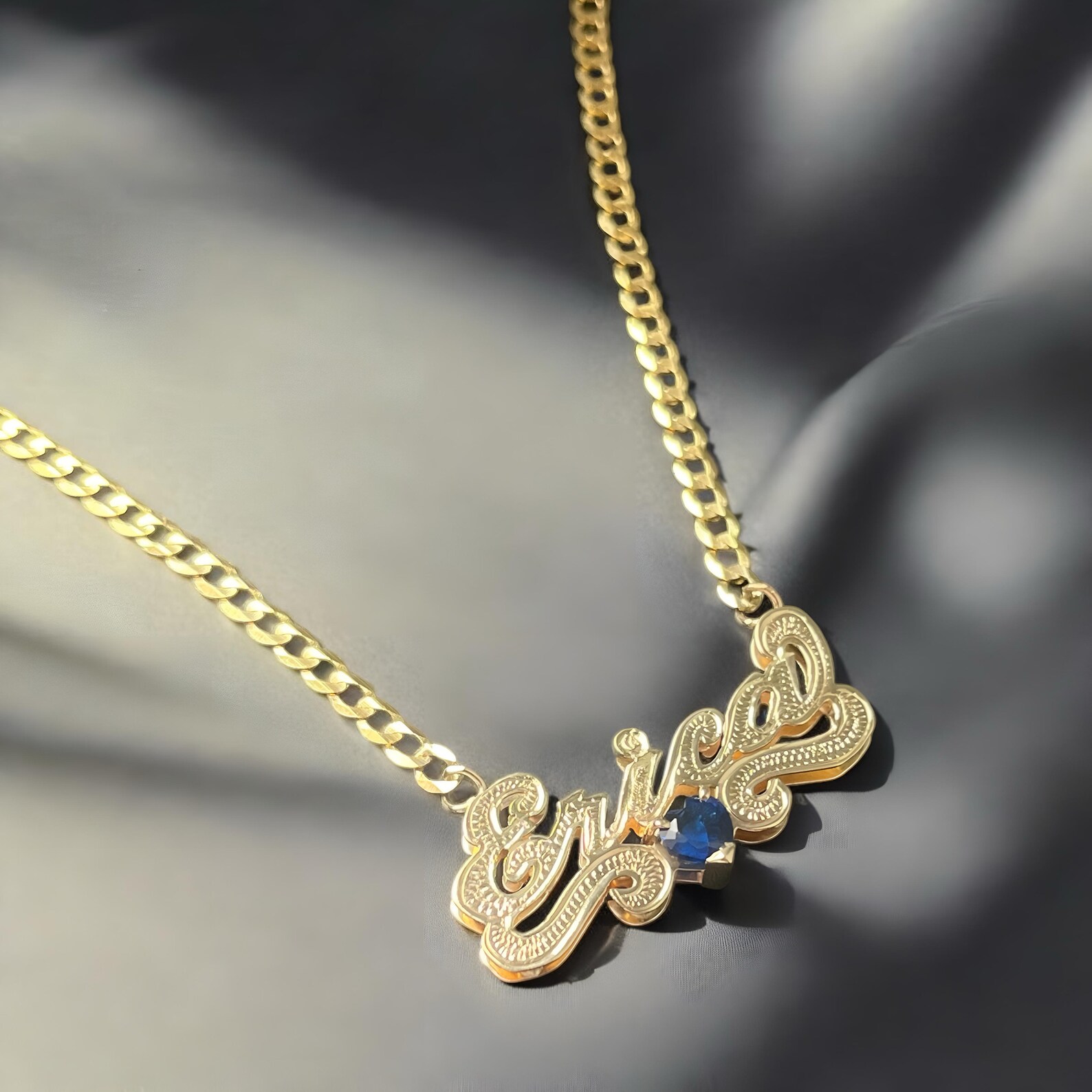 14K, 10K Solid Gold Customized Double Plated, Personalized Name Pendant ...